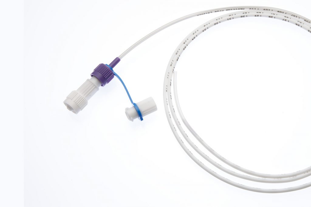 ENFit polyurethane nasojejunal feeding tubes with guidewire